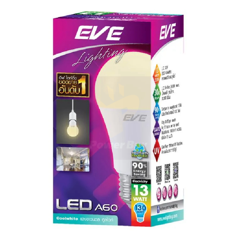 Buy EVE LED Light Bulb (13W, E27, Cool White) LED A60 13W/CW at Best ...