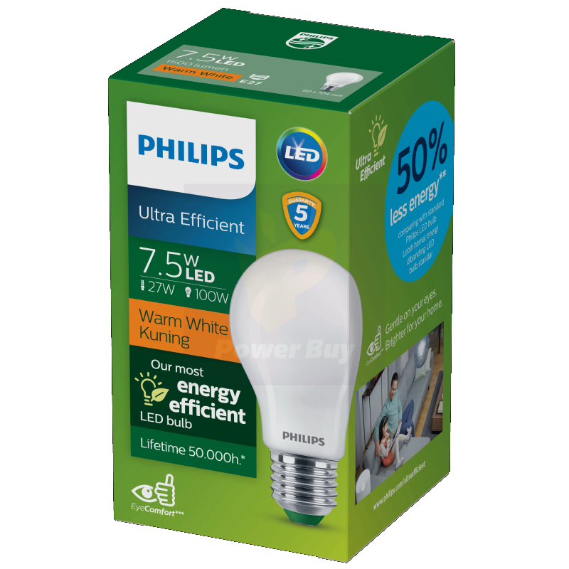 Buy PHILIPS LED Light Bulb (7.5W, E27, Warm light) UE BULB 7.5W WW at ...