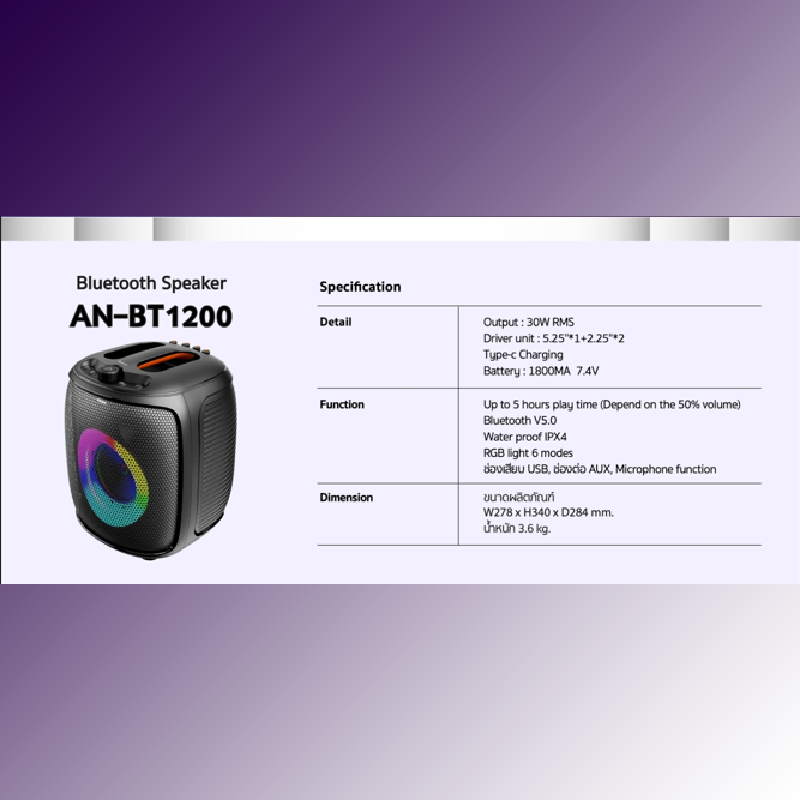 ACONATIC Bluetooth Speaker (30W) AN-BT1200 | 40% Off | Central Online