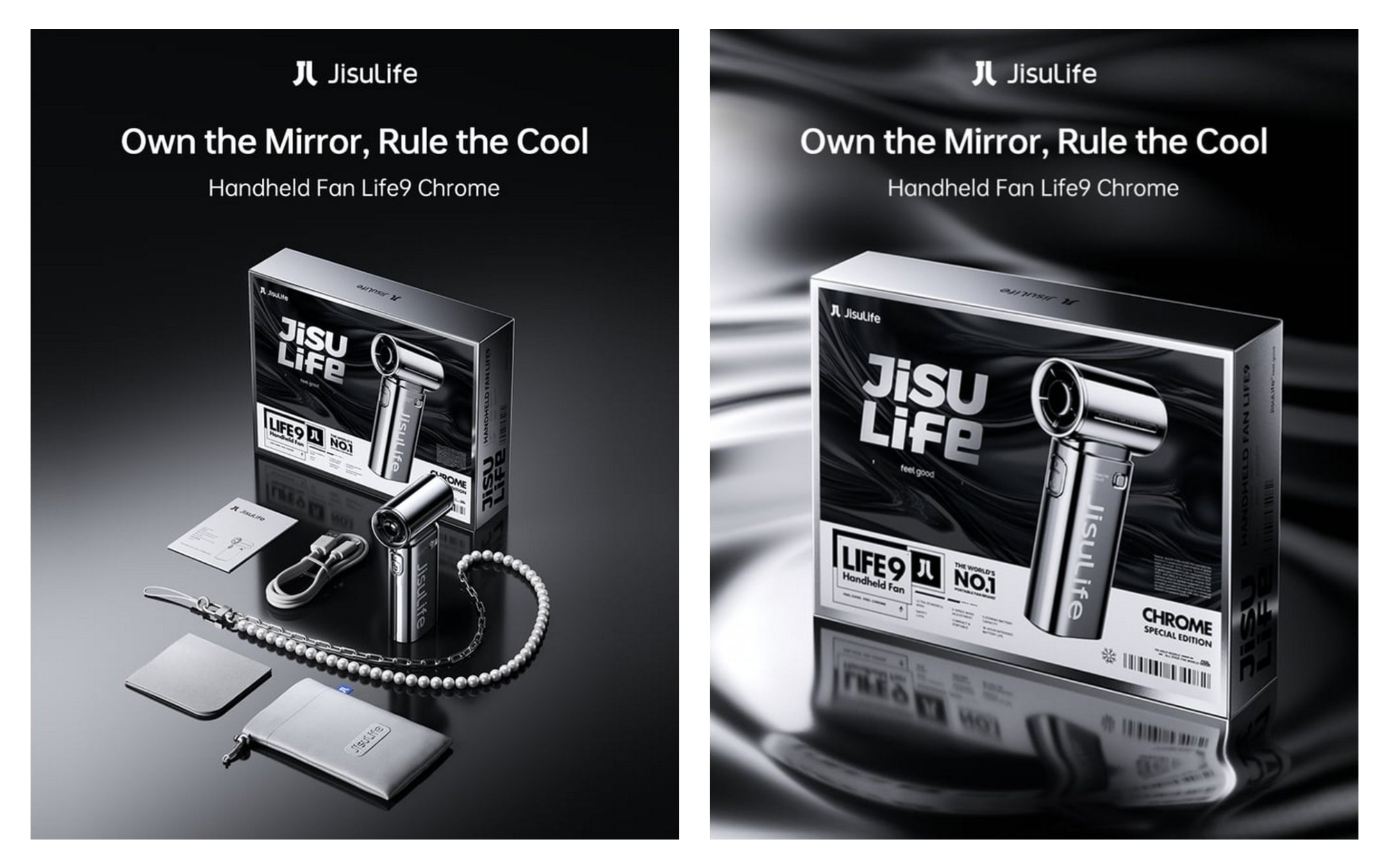 JISULIFE Handheld Fan (5000mAh, Chrome) Life9 Chrome Gift Box | 6% Off ...