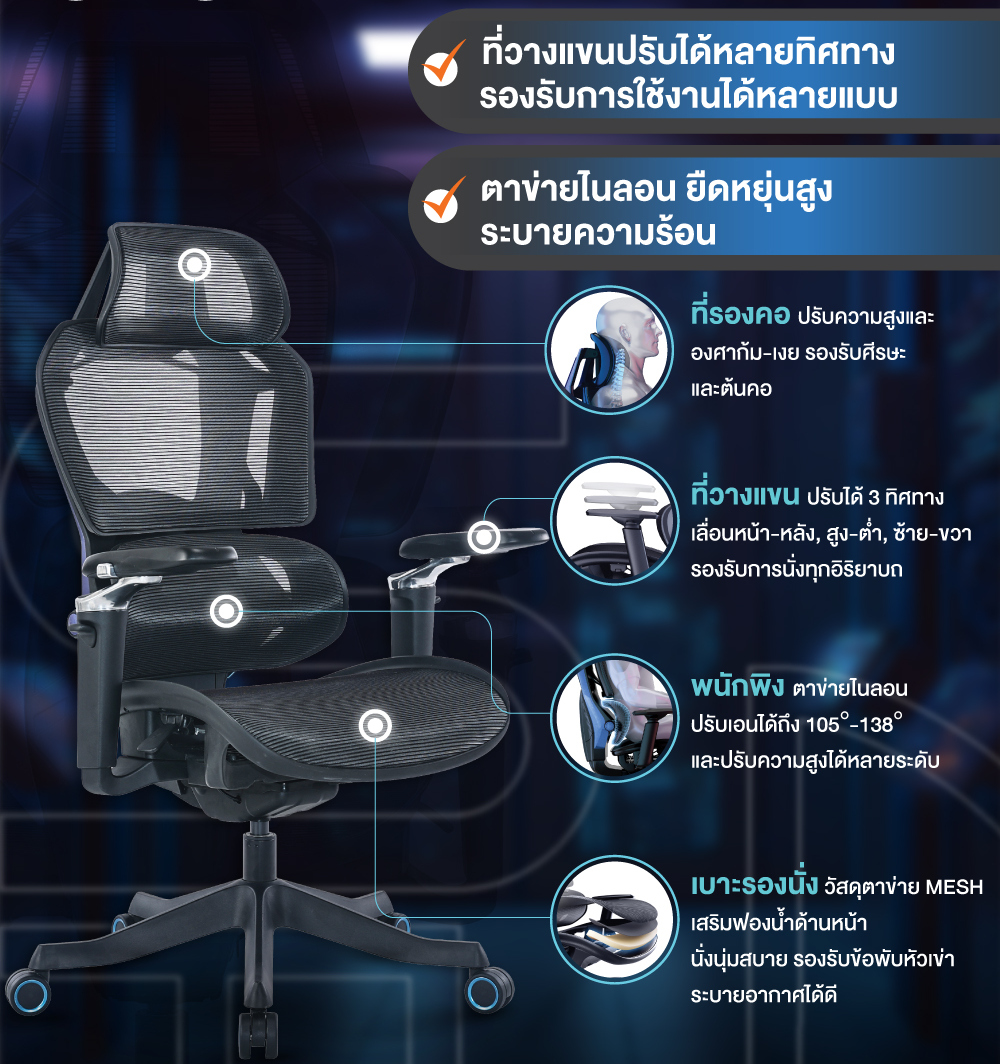 ERGOTREND เก้าอี้เพื่อสุขภาพ (สีดำ) รุ่น Stunt ราคาพิเศษ | Power Buy