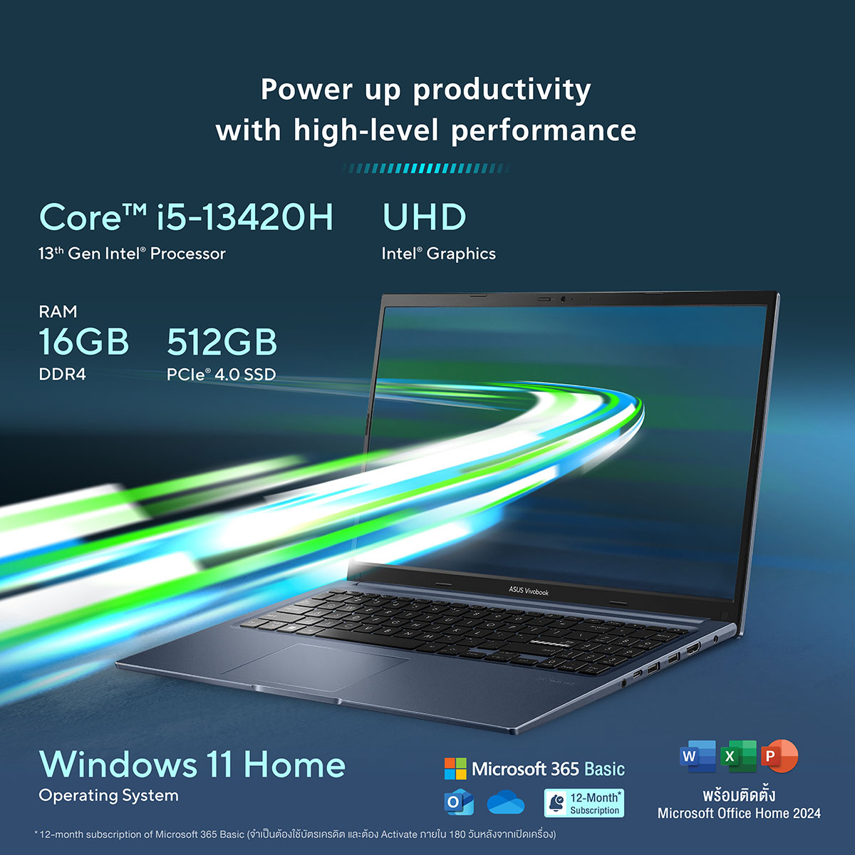 ASUS Vivobook 15 โน๊ตบุ๊ค (15.6", Intel Core i5, RAM 16GB, 512GB) รุ่น ...